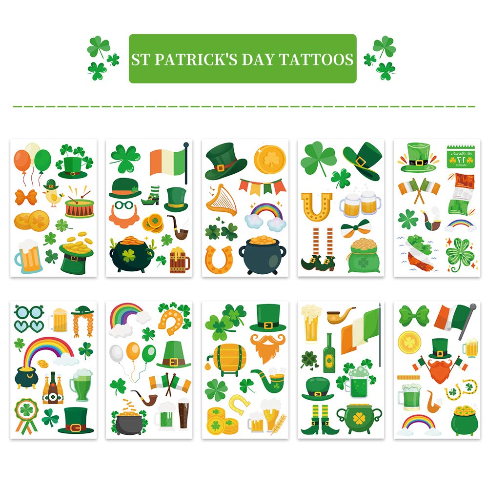 DARKLATER Shamrock Tattoos, St Patricks Day Face Tattoos, Saint Patricks Day Temporary Tattoos Stickers, Clover Tattoos