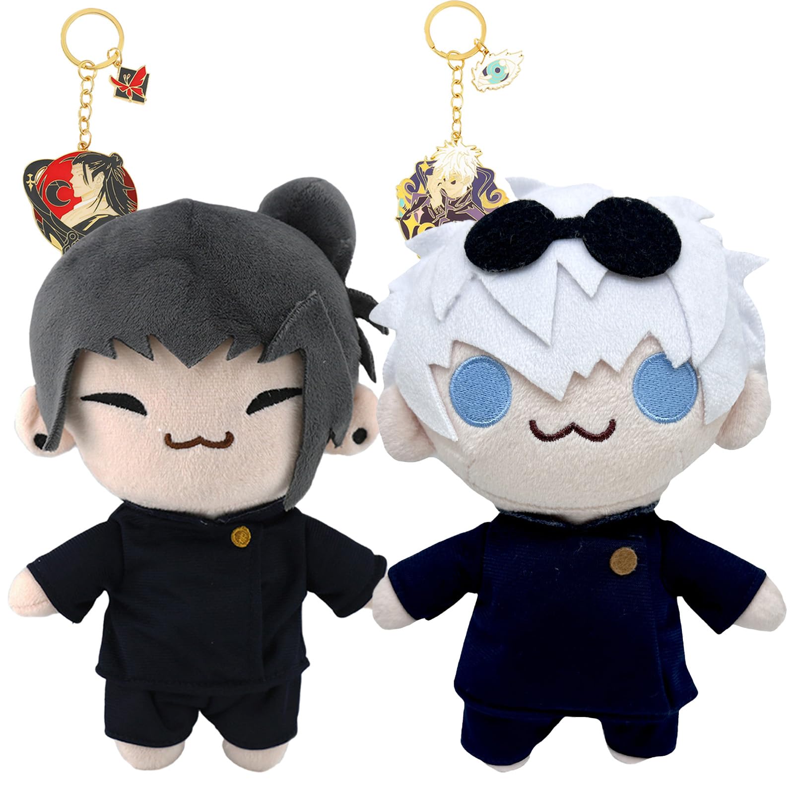 2-Pack Cute and Soft Gojo Plush with Keychain,Gojo Satoru Plush - JJK Plushies Collection, Cartoon Geto Suguru Stuffed Toys, Anime Plush Figure Pillow (Geto Suguru οΌGojo Satoru)