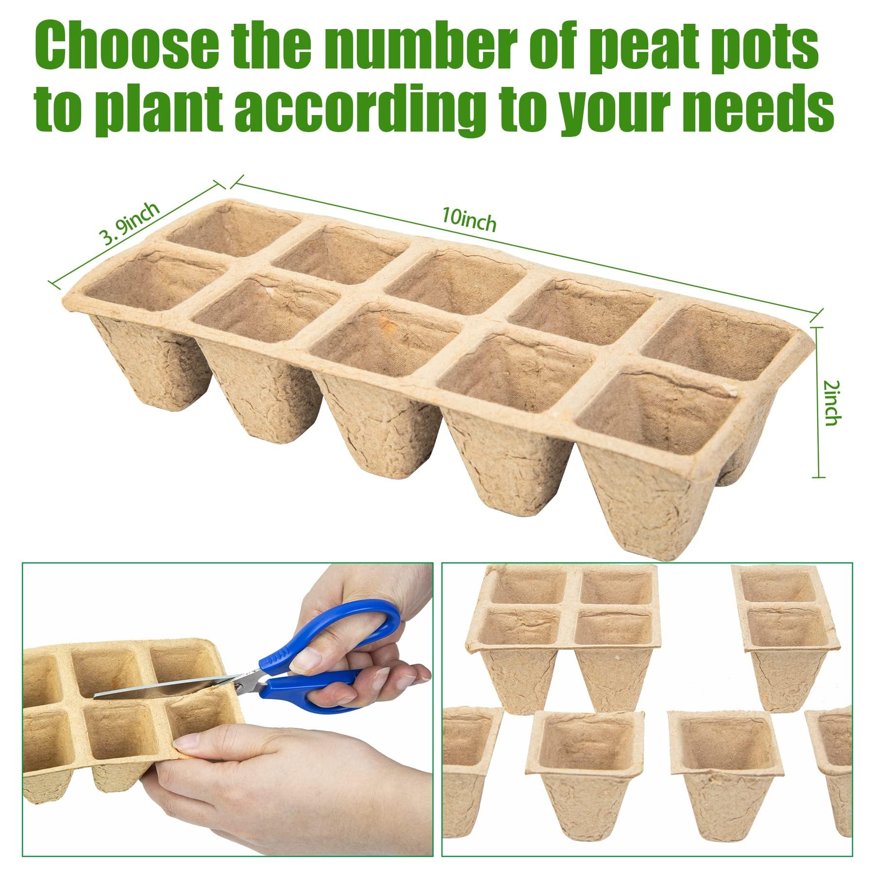 160 3.15 Inch Pcs Peat Pots Seed Starter Pot, Peat Pot for Seedling Seed Starter Tray, Biodegradable Plant Trays Seedling Pots for Plants Planter Starter Pots
