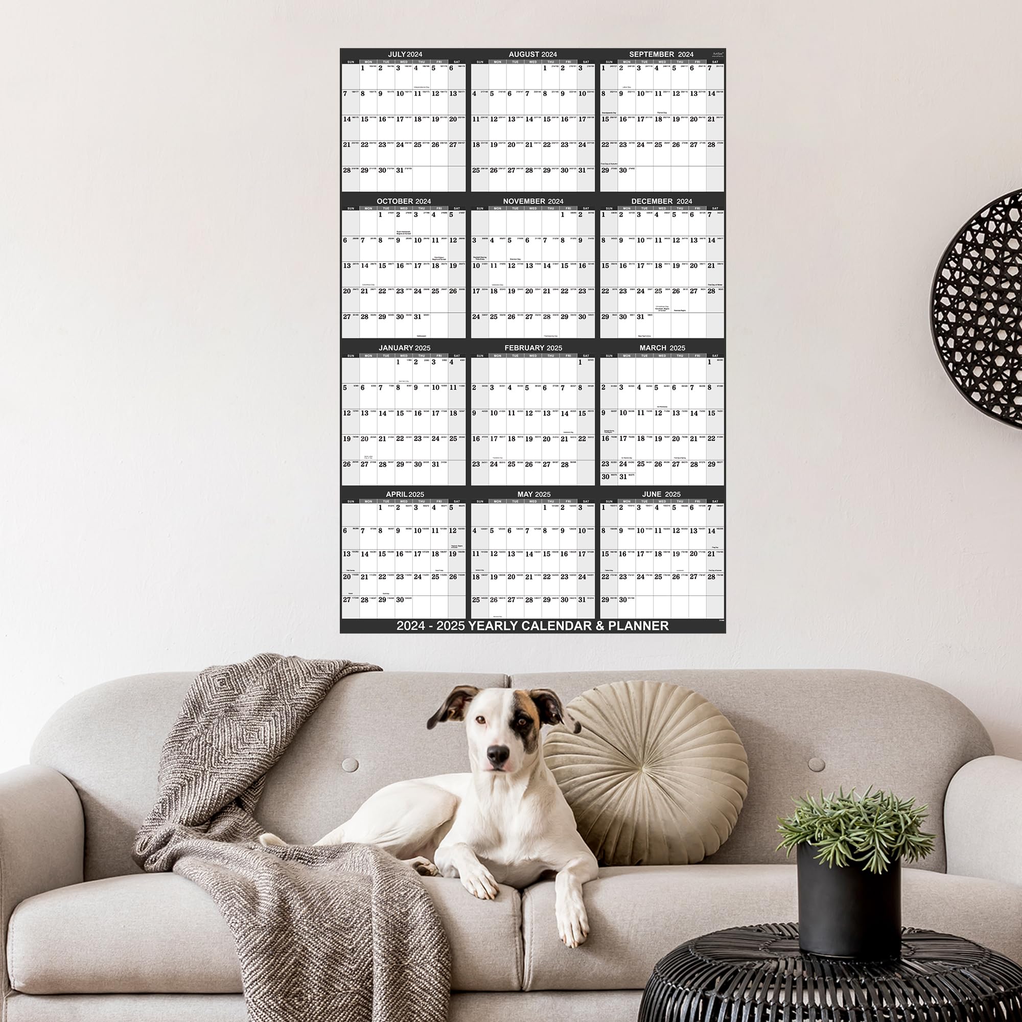 2023 Calendar - 18 Monthly Wall Calendar 2023, Jan 2023 - Jun 2024, 14.7" x 11.4", Calendar 2023 with Twin-Wire Binding + Hanging Hook + Thick Paper + Unruled Blocks + Julian Dates - Multicolored