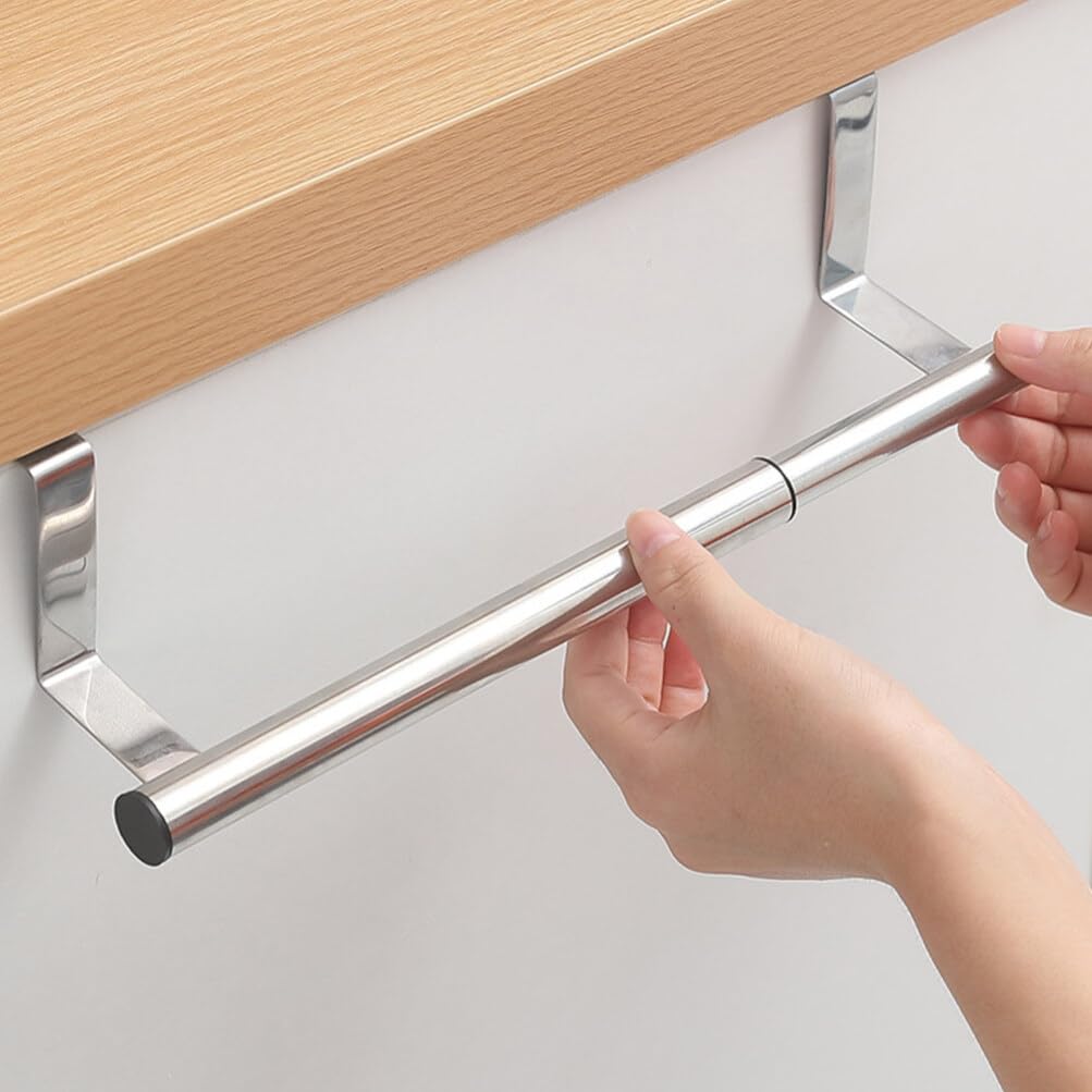 4pcs Telescopic Towel Rack Door Back Towel Shelf Door Towel Storage Bathroom Storage Rack Punch Storage Racks Towel Hanging Rack Towel Storage Rack Stainless Hanging Rack