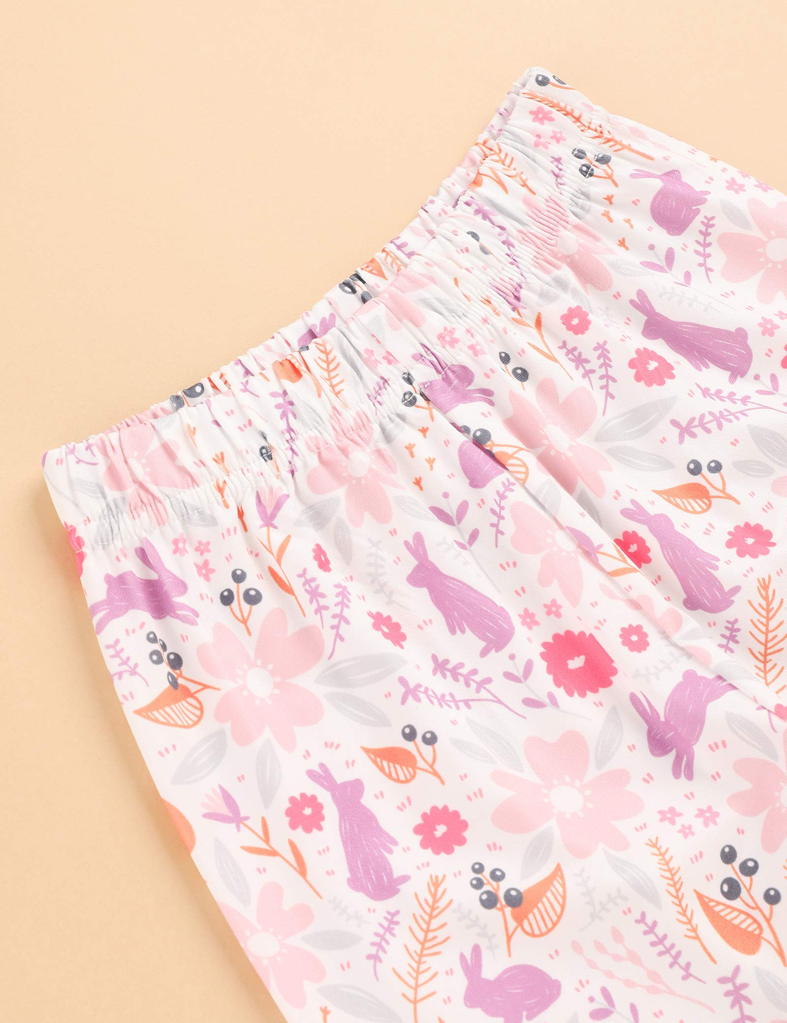bilison Toddler Baby Girl Easter Outfit Sets Cute Long Sleeve Dress Top Bunny Floral Pants Girl Easter Clothes Sets