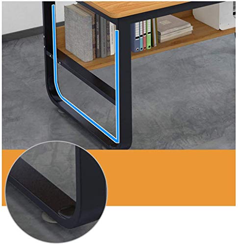 Computer Desk with Storage Shelves,Industrial Style Writing Table with 1 Tier Bookshelf Wood Sturdy Office Desk for Home Or Office