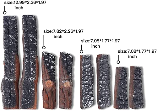 8 Small Pieces Set of Ceramic Wood Gas Fireplace Logs.