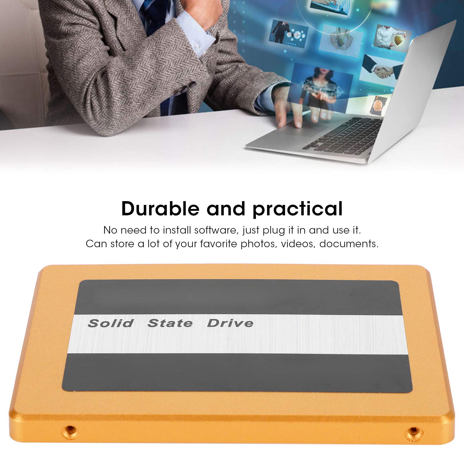 Garsentx External Hard Drives, SATA3.0 2.5 inch SSD 80G/120G/250G/320G/500G/1T/2T Portable PC Solid State Hard Disk Drive for Laptop,PC,Mac 10,OS,Windows 10/8/7/XP, Yellow(120G)