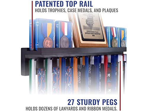 3ft Medal Awards Rack Premier Trophy Shelf- Trophy, Plaque and Medal Display (Black)