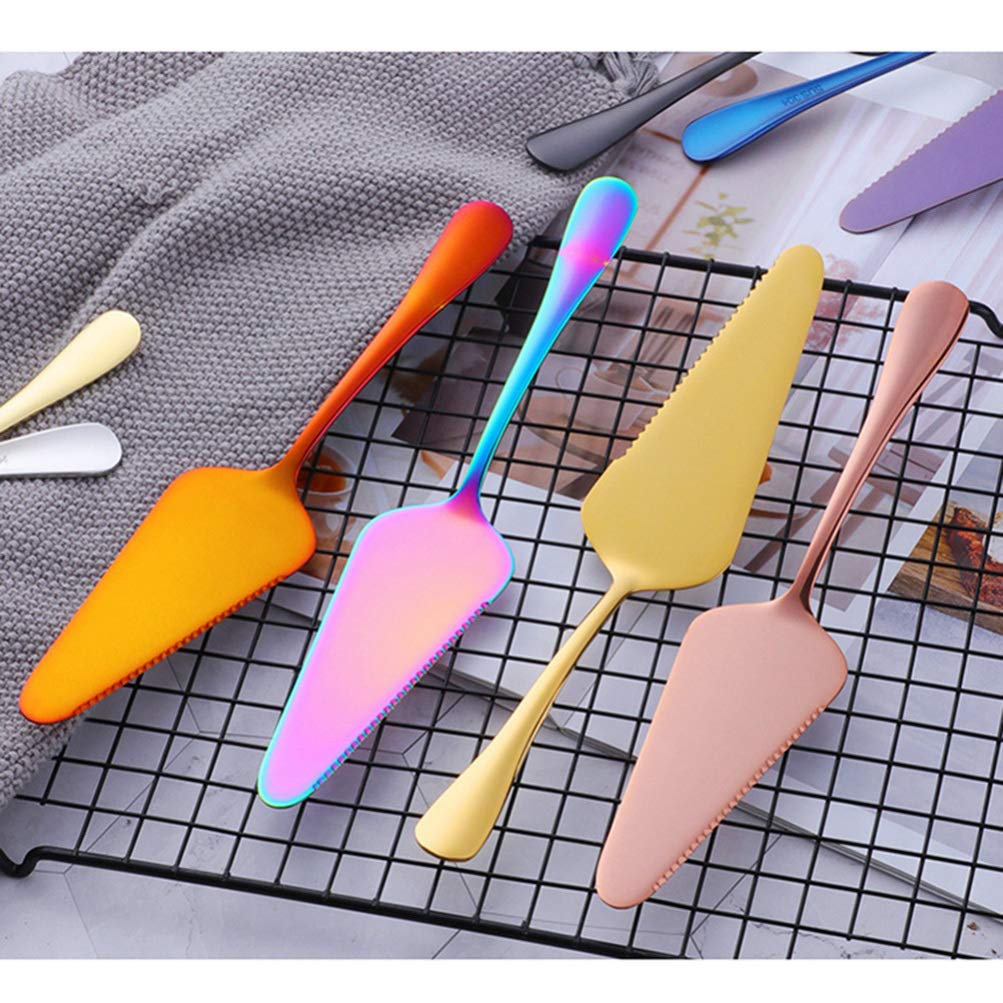 Dough Cutter Cake Pie Pastry Servers, Stainless Steel Cake Serving Onside with Fine Serrated, Simple Serrated Cake Shovel, Baking Tool for Kitchen Home Wedding (Rose Gold) Baking Shovel