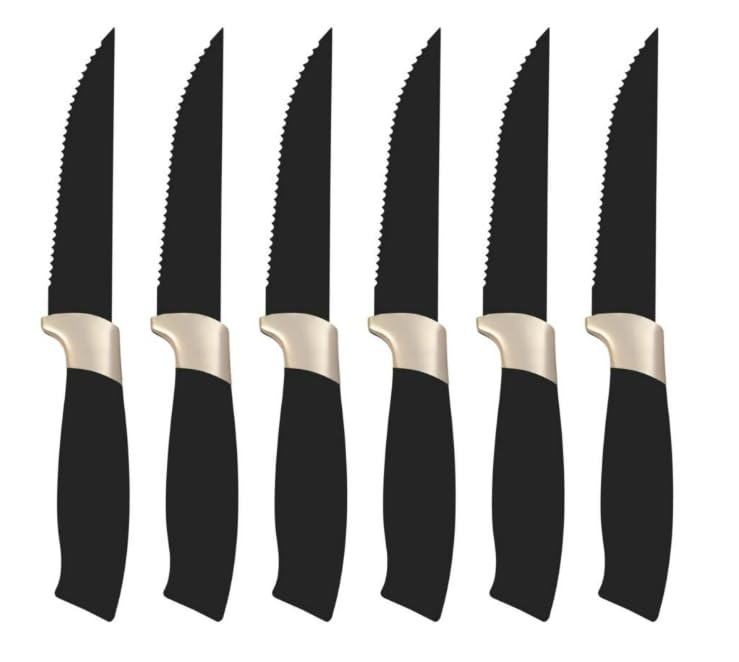 12-Piece Stainless Steel Knife Set with Block and Soft Grip Handles – Black Sesame by Drew Barrymore