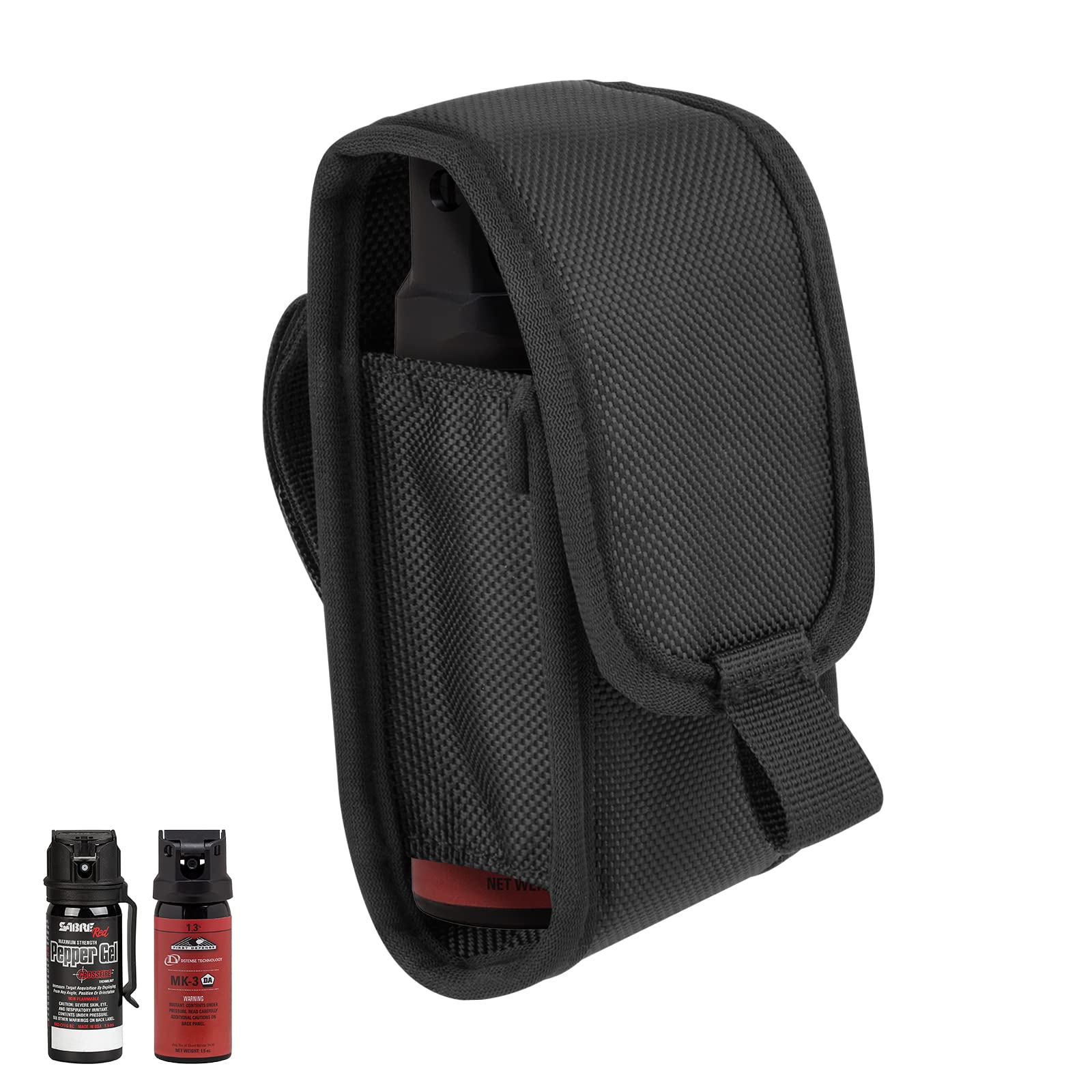 1680D Defense Pepper Spray Canister Pouch, Police Duty OC Pepper Spray Holster Pouch for MK3 Canister Sabre Crossfire-Black (Small)