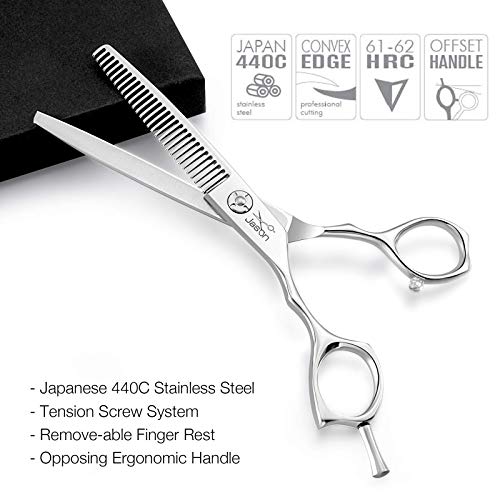 JASON 6 Inch Lefty Barber Thinning Shears for Hair Cutting Professional 30 Teeth Salon Blending Scissors Hairdressing Scissor JP 440C Texturizing Shears for Men Women