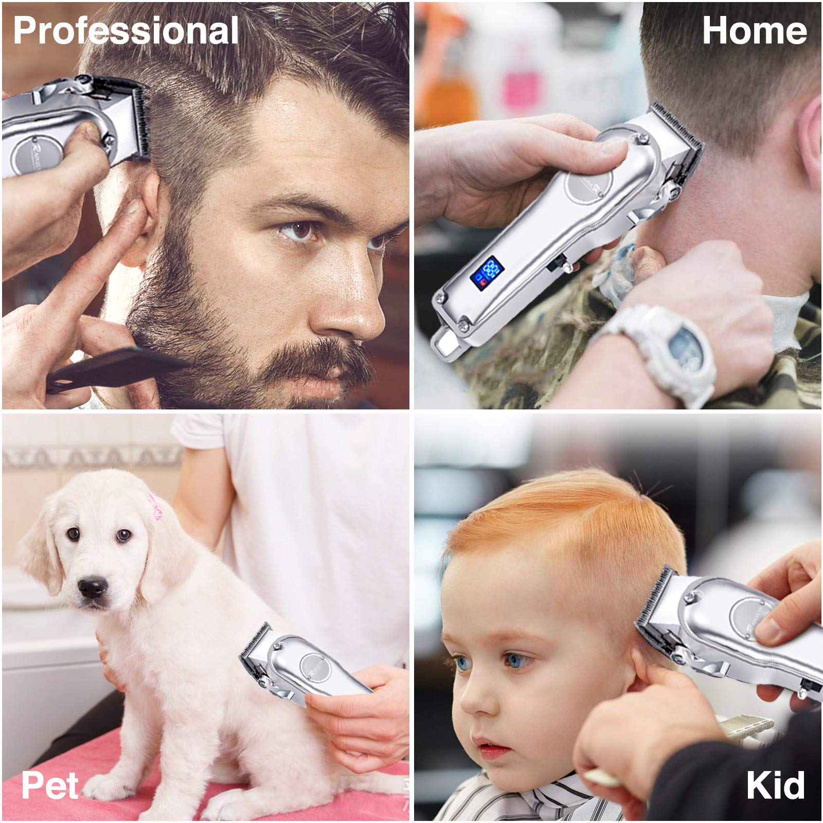 Hair Clipper for Men RAINBEAN Professional Hair Trimmer Set Cordless Baber Hair Cut & Grooming Kit LED Display
