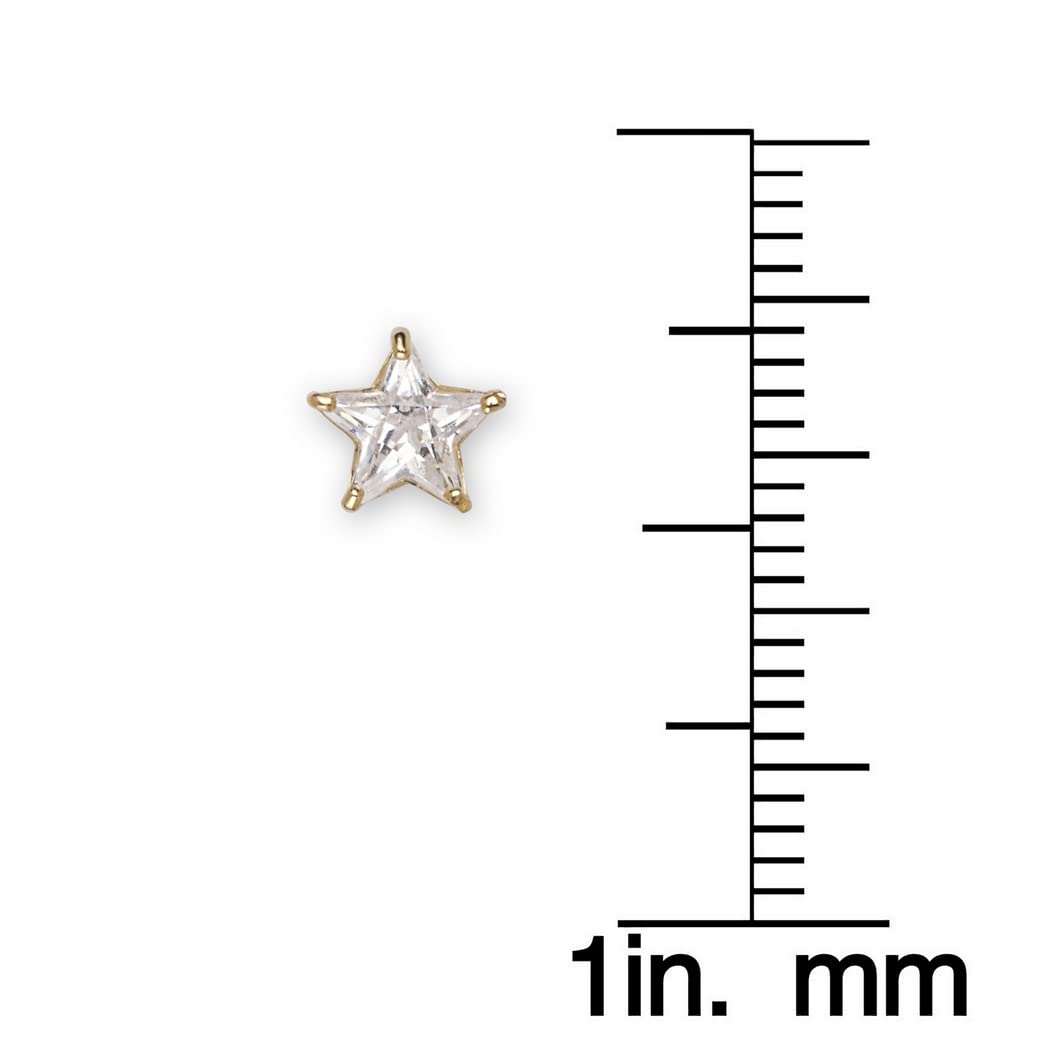 14k Yellow Gold Cubic Zirconia Star Screw-back Stud Earrings (4mm-6mm) (6MM)