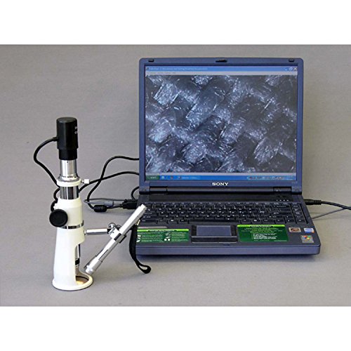 AmScope H20 Handheld Stand Measuring Microscope, 20x Magnification, 17mm Field of View, Includes Pen Light