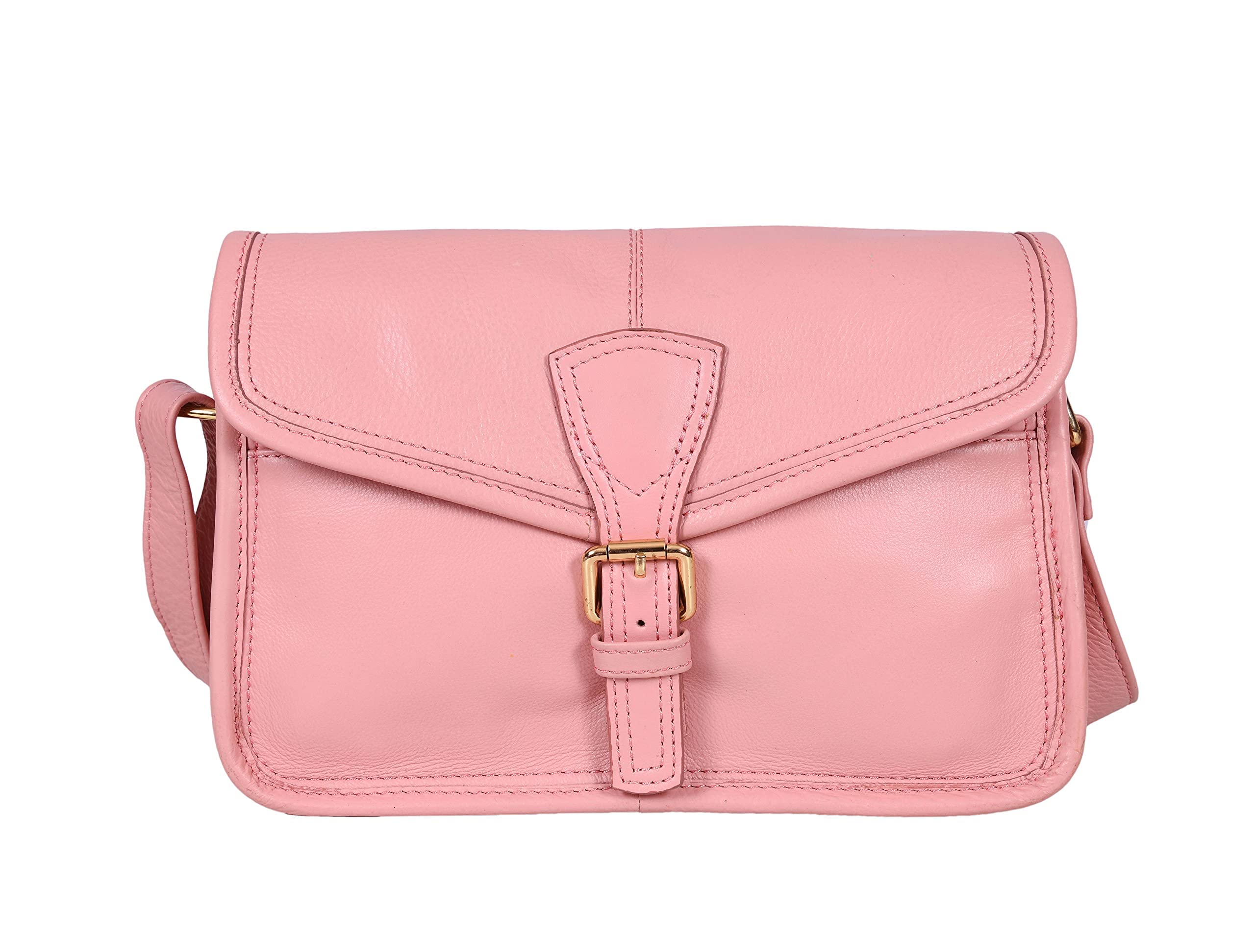 Aaron Leather Goods Crossbody Bags for Women Soft Leather Purses and Handbags Multi Pocket Shoulder Bag (Peach)