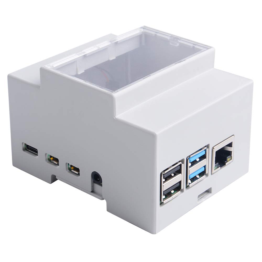 GeeekPi Case for Raspberry Pi 4, DIN Rail Case with Fan for Raspberry Pi 4, Modular Box for Electrical Panels, Pi 4 Heatsinks for Raspberry Pi 4 Model B