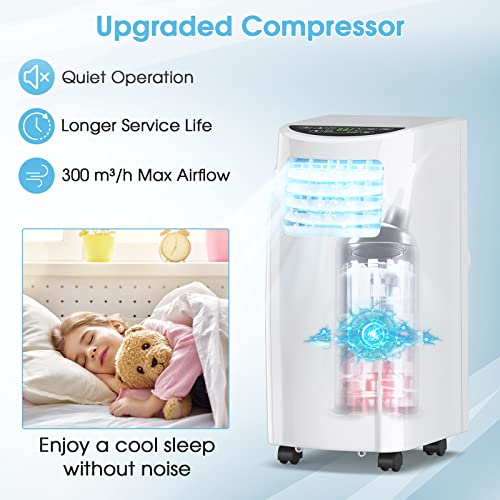 COSTWAY Portable Air Conditioners, 8000 BTU Air Conditioner Unit spaces up to 230 Sq.Ft with Remote Control Dehumidifier Function Window Wall Mount, 4 Caster Wheel, Sleep Mode and 2 Fan Speed