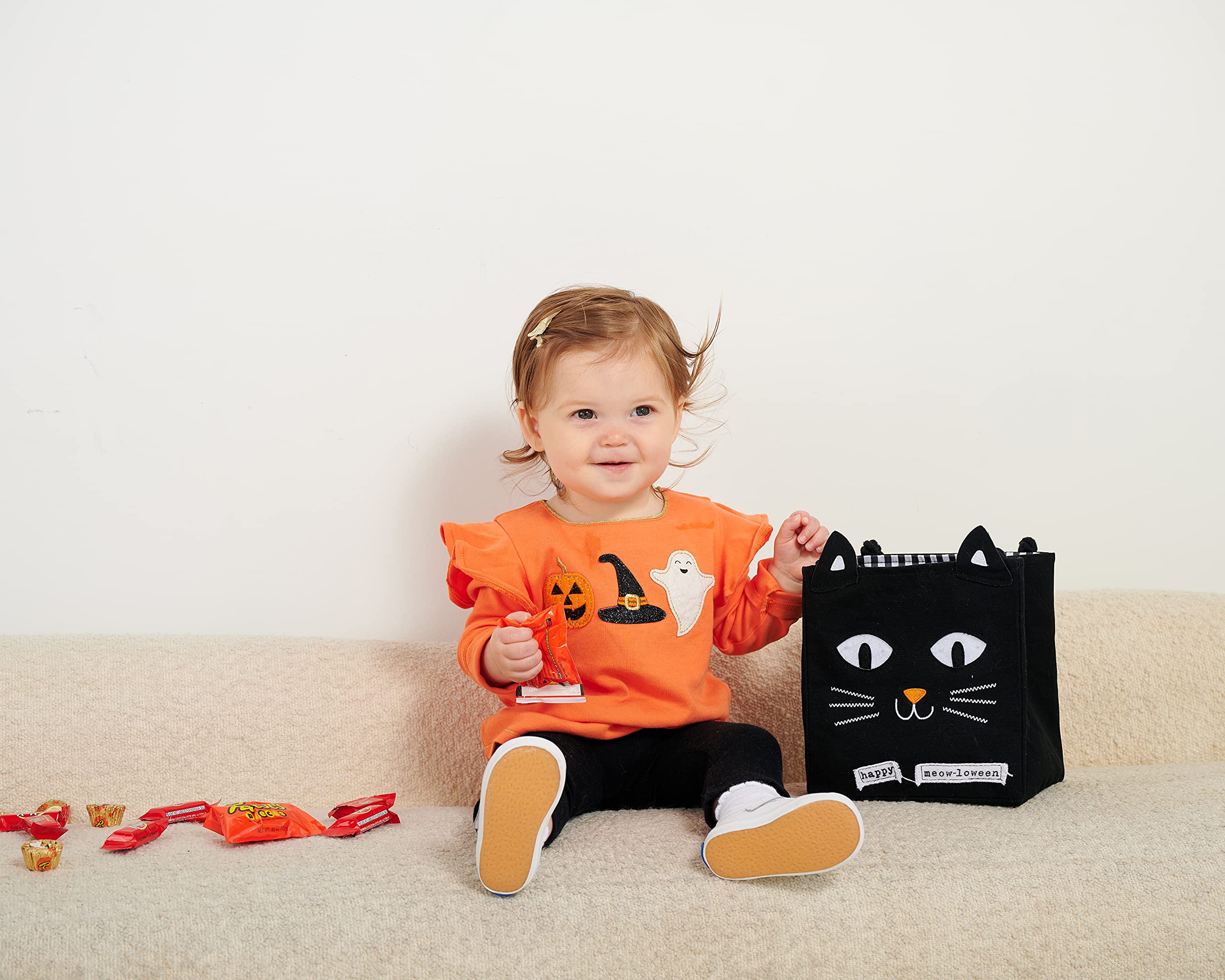 Mud Pie Children's Halloween LED Light Up Treat-or-Treat Candy Bag, Cat