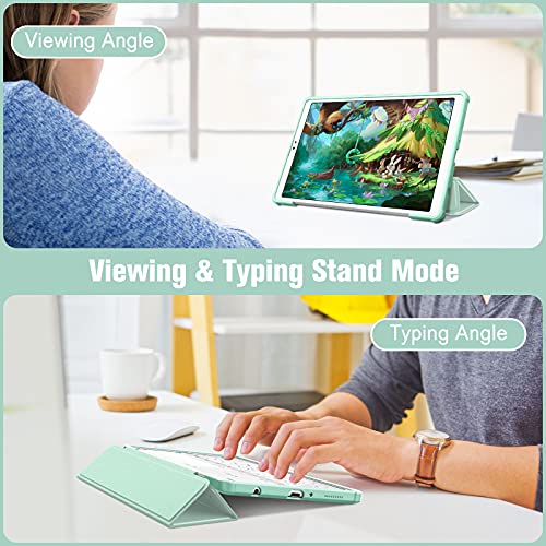 Fintie Hybrid Slim Case for Samsung Galaxy Tab A7 Lite 8.7 Inch 2021 Model (SM-T220/T225/T227), Shockproof Cover with Clear Transparent Back Shell, Green