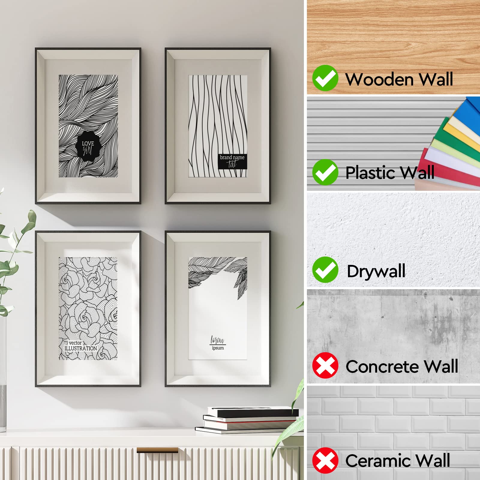 130 Pcs 30lb Picture Hangers – Multipurpose Picture Hanging Hooks Kit Drywall Wooden Wall Picture Hanging Nails