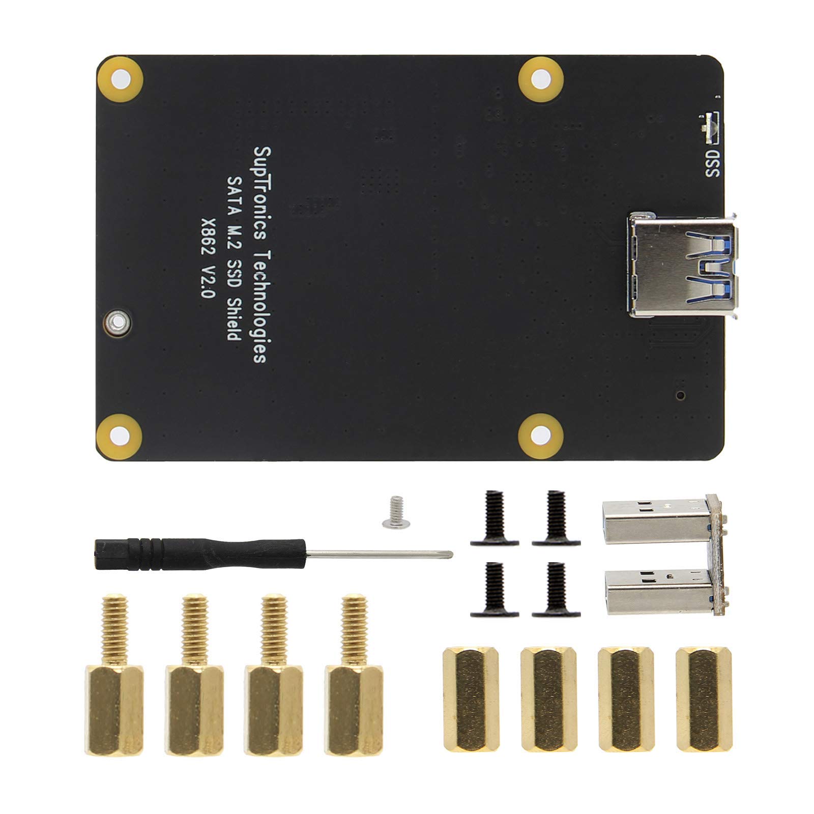 Geekworm for Raspberry Pi 4, X862 V2.0 M.2 NGFF SATA SSD Shield+X735 Power Management Board with PMW Cooling Fan Kit(Not Include Raspberry Pi 4)