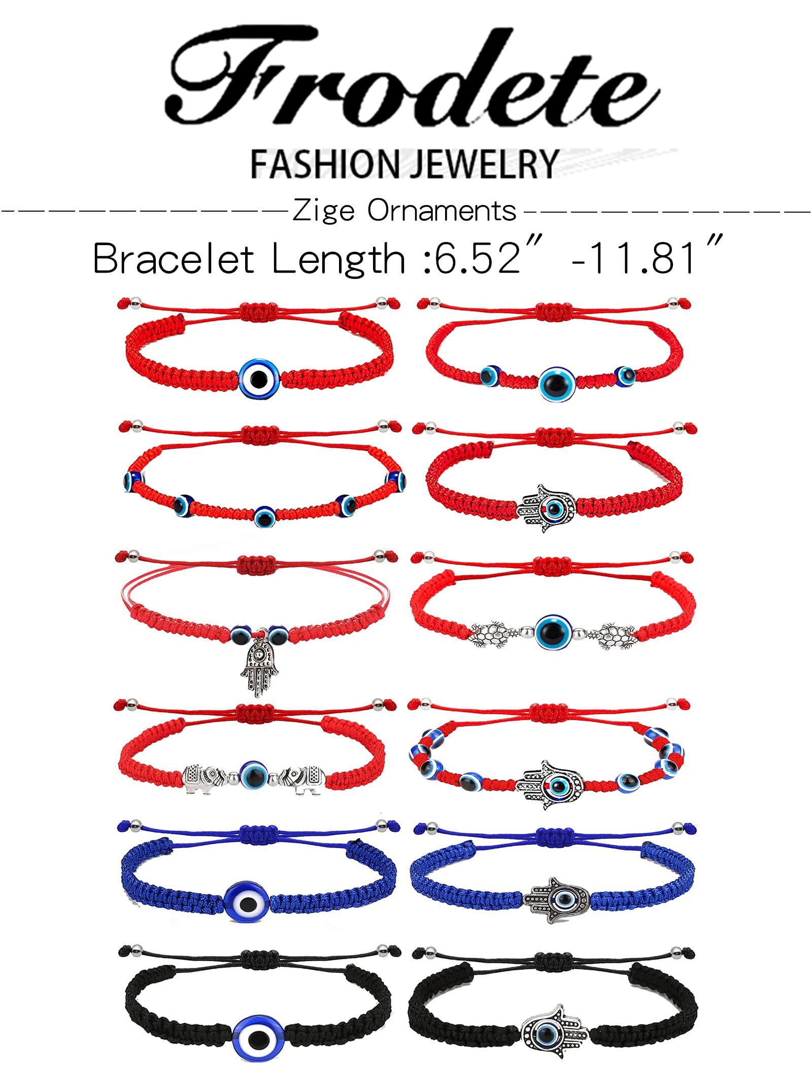 12Pcs String Evil Eye Bracelet for Women Men Teen Girls Boys Black Red Hasma Hand Bracelet Thread Adjustable Bracelets