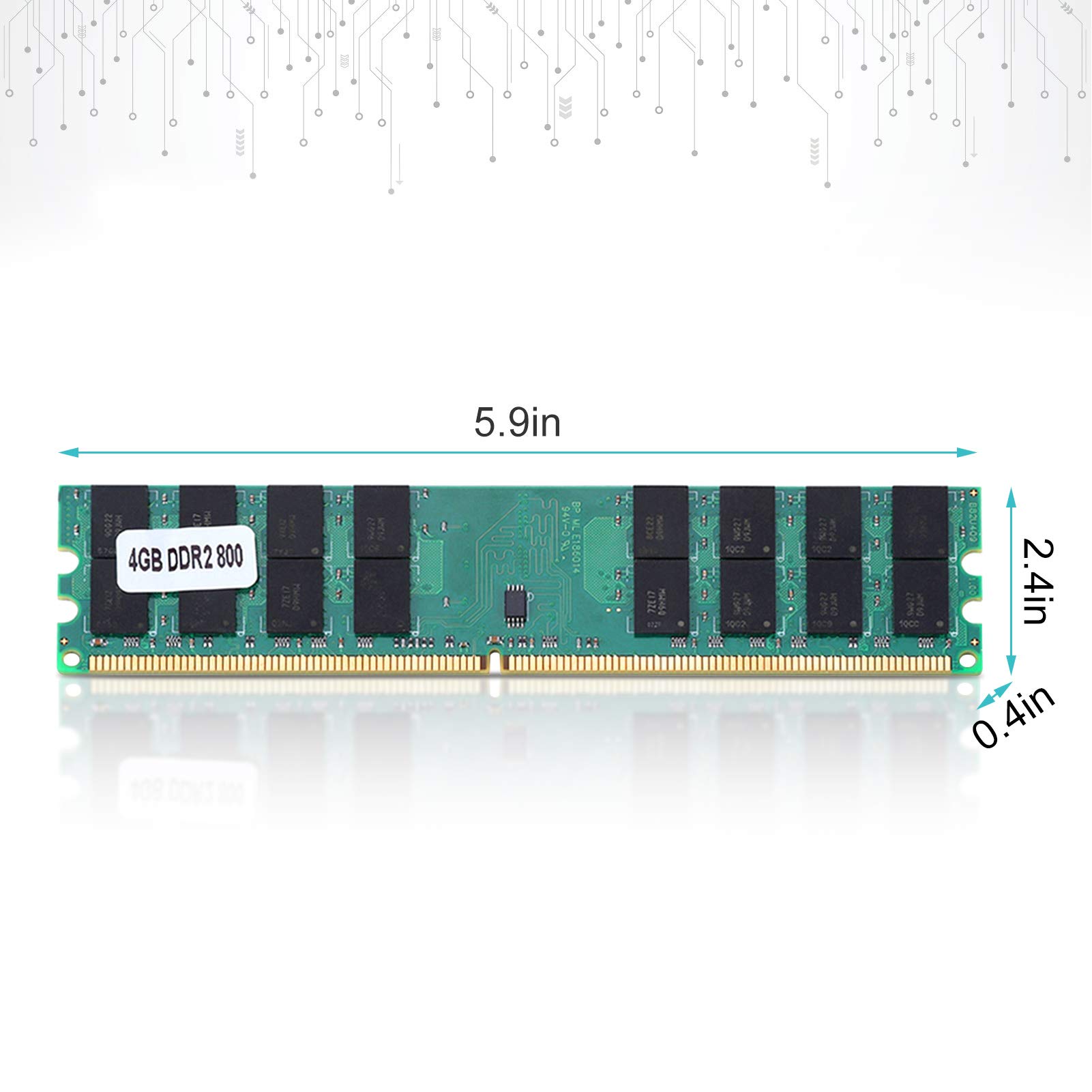 DDR2 Ram, 4GB 800MHz PC2-6400 DDR2 RAM 240-Pin 1.8V, DDR2 Memory Module for Desktop Computer Memory Module
