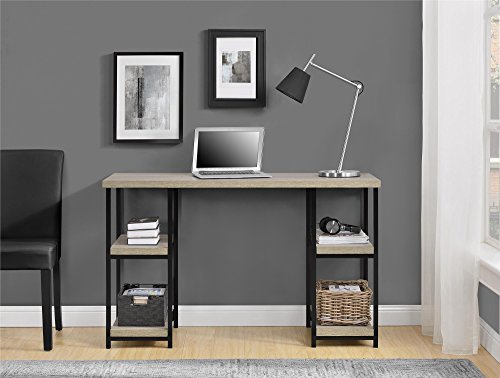 Ameriwood Home Elmwood Double Pedestal Desk, Distressed Gray Oak