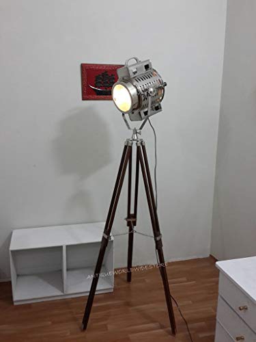 Stage Antique Style Tripod Floor LAMP SPOT Search Light Home Decor Nautical