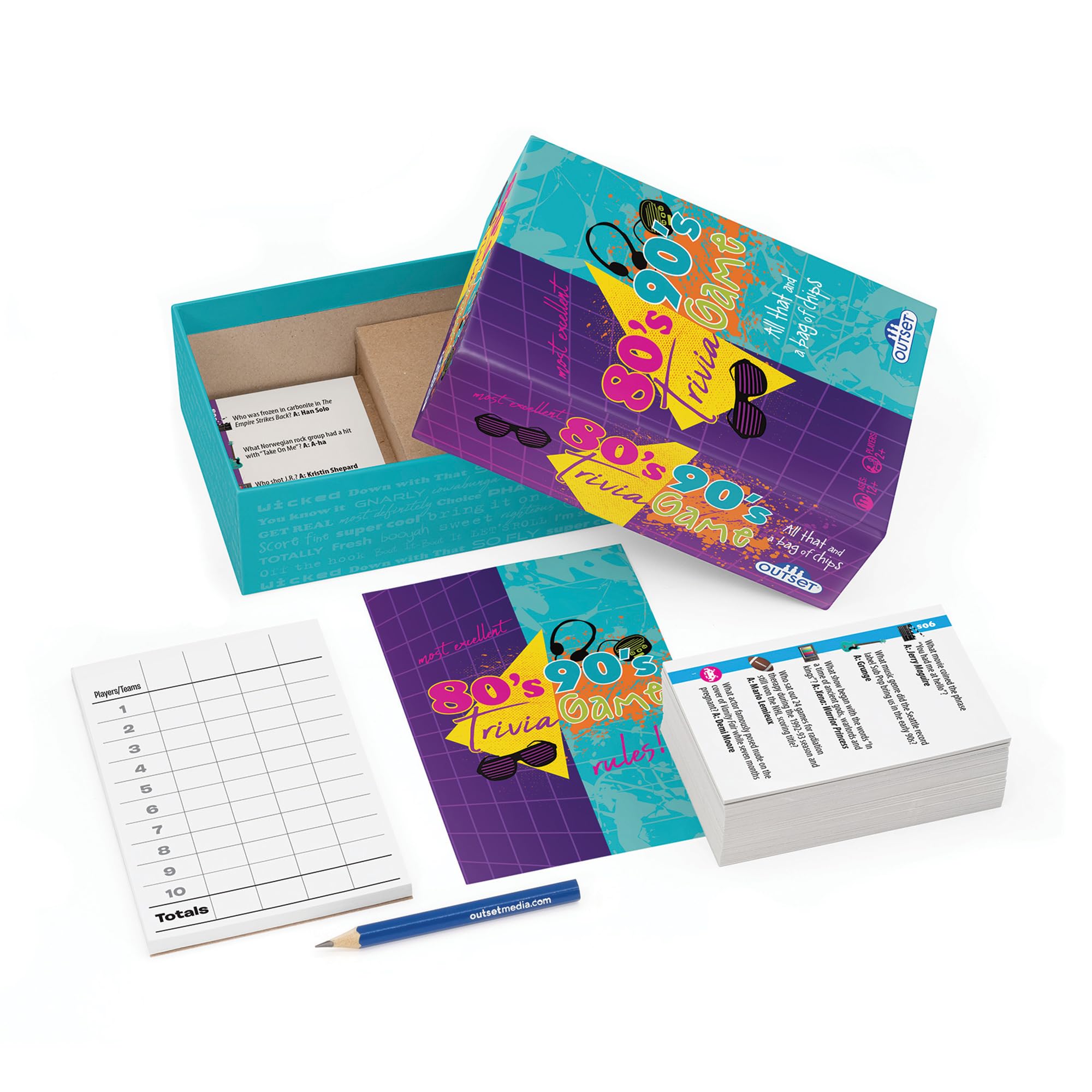 80’s 90’s Trivia Party Game (Amazon Exclusive) – Contains 1,000 Questions - 2 or More Players for Ages 12 and up by Outset Media.
