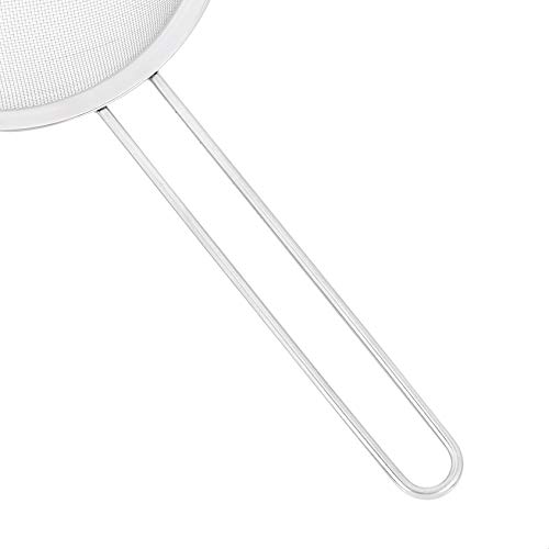 AmazonCommercial Stainless Steel 3-Piece Strainer Set, Set Contains 3.3", 5.5", and 7.75" Strainers, Pack of 3