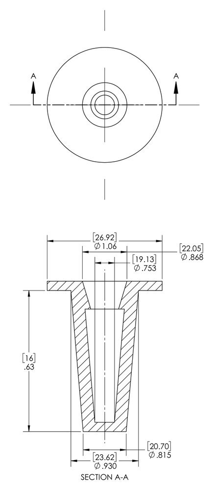 Caplugs 99394289 Plastic Tapered Cap and Plug. T-11X, PE-LD, Cap OD 0.753" Plug ID 0.93", Red (Pack of 200)
