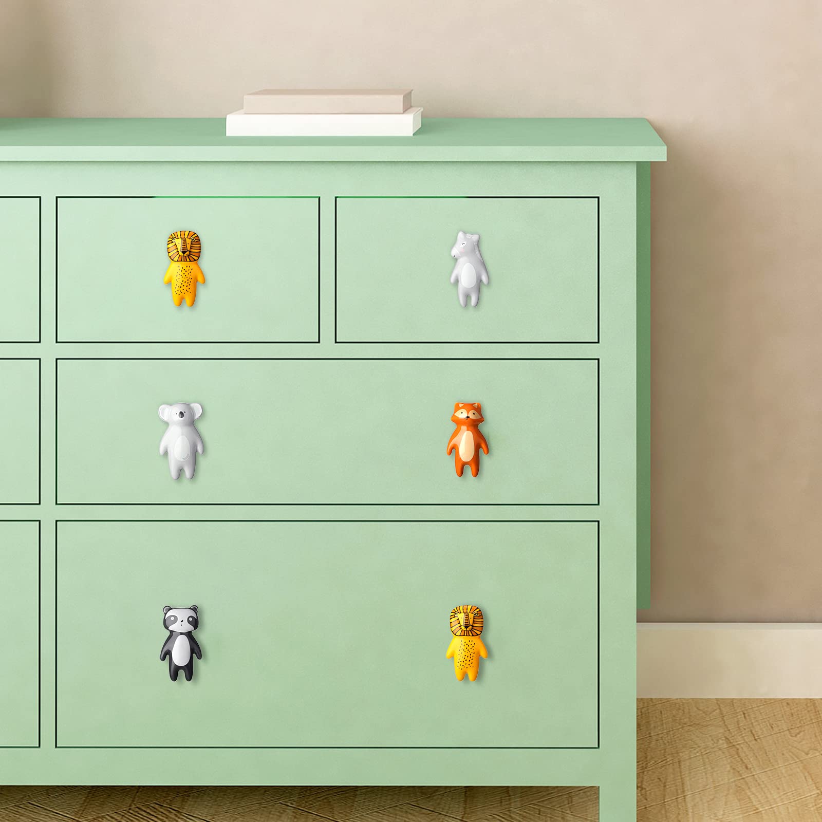 5 Pieces Cute Animal Knobs Kid Handles Ceramic Knobs Child Drawer Pulls Animal Cabinet Handles Lovely Cupboard Knobs Nursery Drawer Handle with Screws for Room Bedroom Bathroom Kitchen Door Dressers