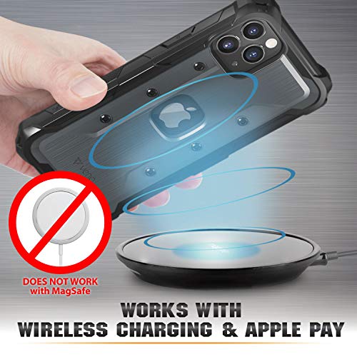 Vena vArmor Rugged Case Compatible with Apple iPhone 12 / iPhone 12 Pro (6.1"-inch), (Military Grade Drop Protection) Heavy Duty Holster Belt Clip Cover with Kickstand - Space Gray