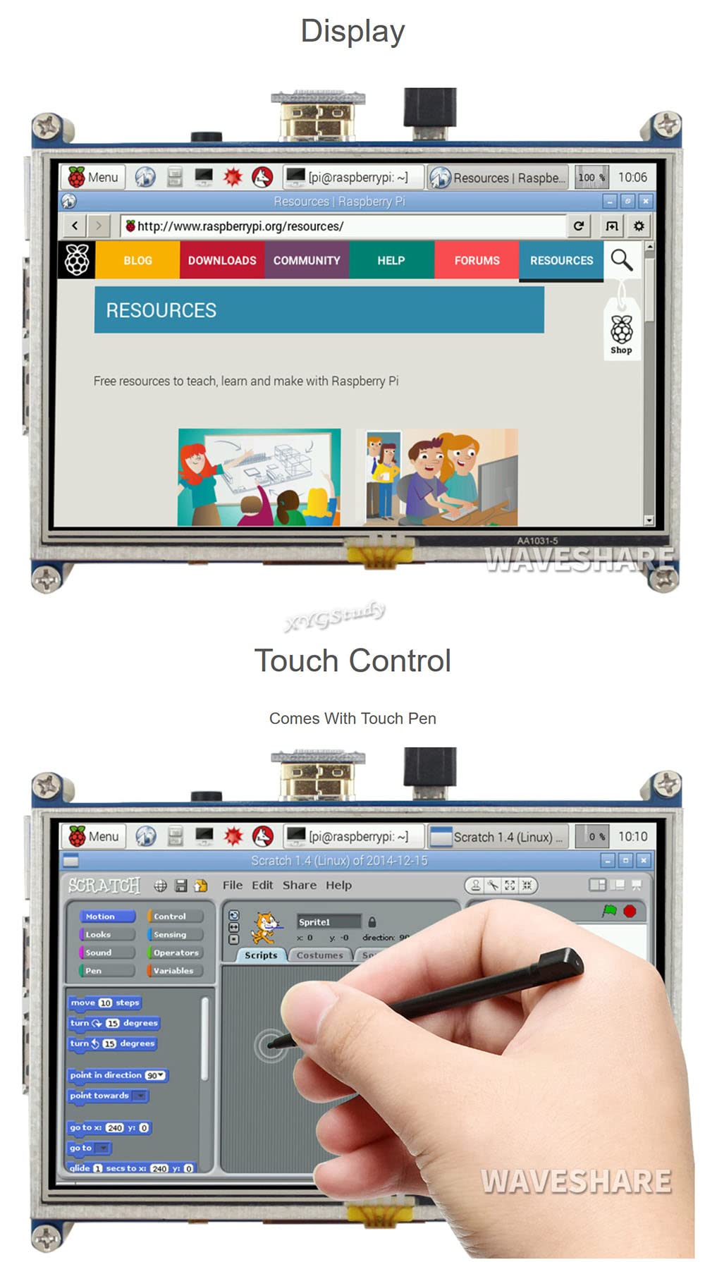 5 inch 800480 Resistive Touch Screen HDMI interface Raspbian LCD compatible with Raspberry Pi (Pi 2 3) Model B B+ A+ Video Photo Display System Module @XYGStudy