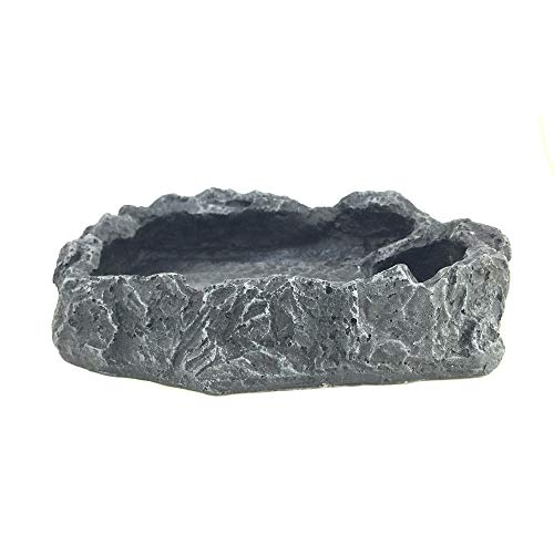 Shelltech Reptile Water Dish Food BowlTerrarium Bowl for Tortoise Frog Snake Gecko Lizard Spider Chameleon Scorpion (5.7" L x 4.7"W x 1.3" H)