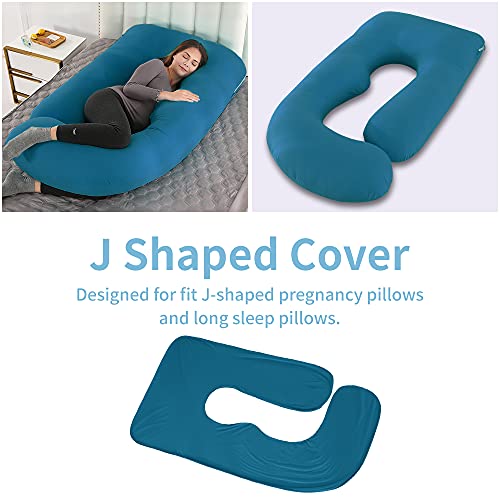 Wndy's Dream Pregnancy Pillow Cover J Shaped Pillowcase, Full Body Maternity Pillow Replacement Cover, Breathable, Machine Washable