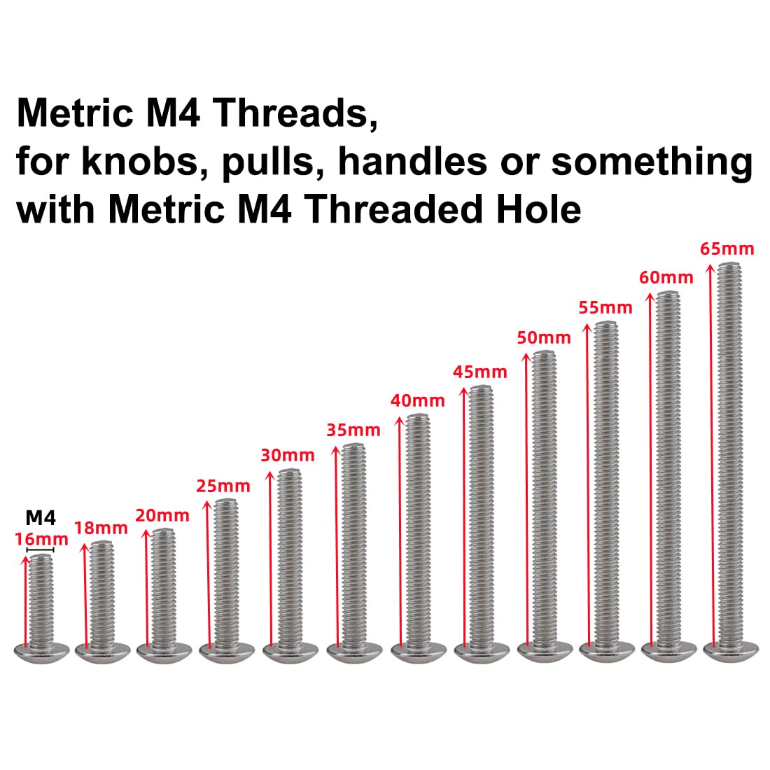 Adiyer 40-Pack Metric M4 x 30mm Machine Screws for Cabinet Drawer Knob Pull Handle, 304 Stainless Steel, Truss Head Bolts, Phillips Drive