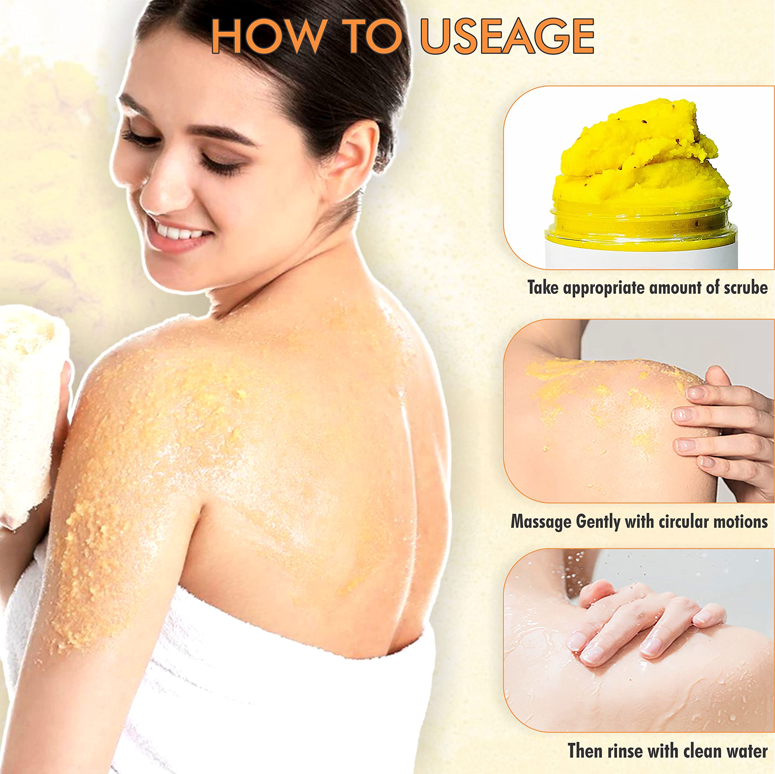 Turmeric Skin Brightening Scrub for Dark Spots, Dark Inner Thighs Bikini Area Underarms, Natural Exfoliating Turmeric Face Scrub ALL NATURAL 10OZ