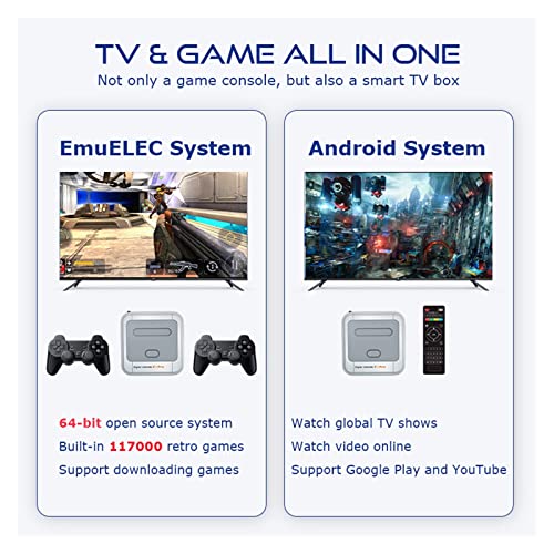256GB X PRO Retro Game Console with 117,000+ Games, Dual System, Video Game Console for 4K HD TV, 2 Controllers, WiFi/LAN, Great Gift for Friends