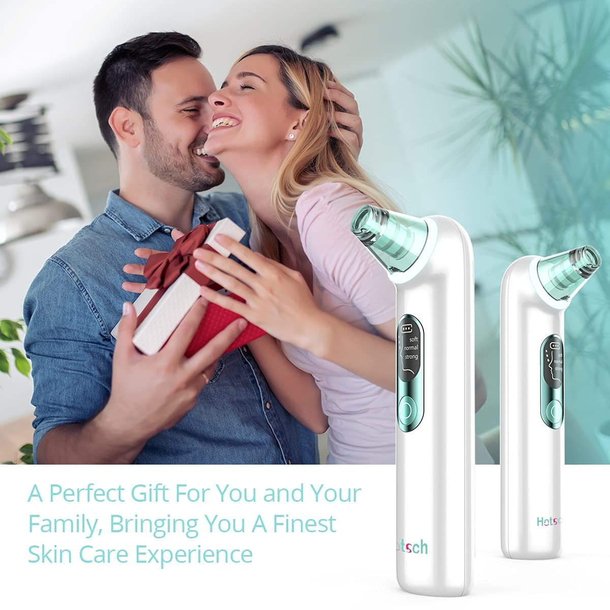 Blackhead Remover Pore Vacuum - Hotsch Blackhead Removal Tool, Pore Cleaner Electric Acne Extractor Kit, LED Display USB Rechargeable with Upgraded Blue Light 4 Replaceable Suction Probes
