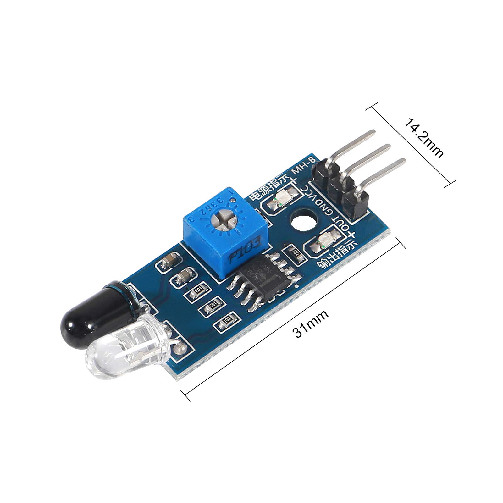 ALMOCN 15PCS IR Infrared Obstacle Avoidance Sensor Module 3-Wire for Arduino Raspberry Pi Smart Car Robot