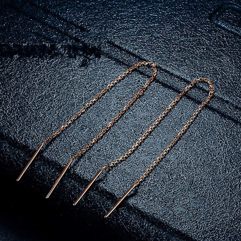 14k Gold Earrings For Women Dangle Earrings Drop Thread Dangling Earrings Minimalism Dipped Long Chain Earring (Gold)