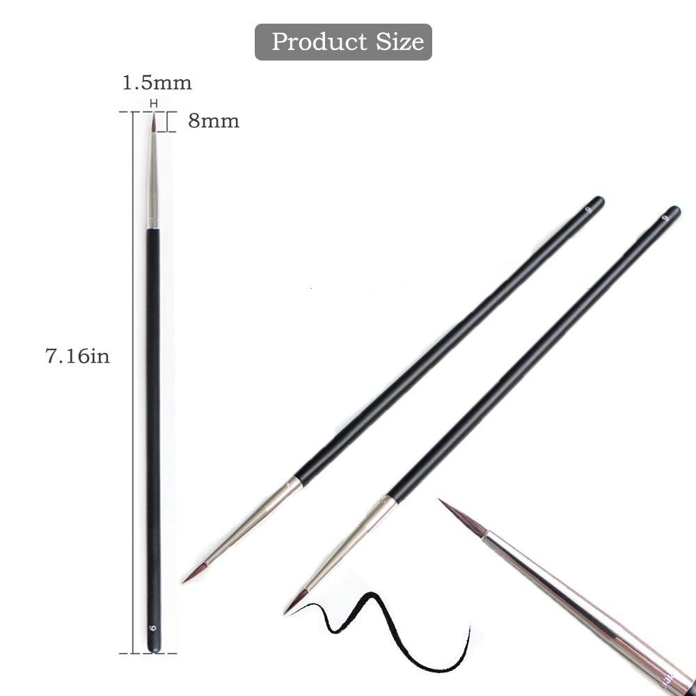 Eye Makeup Sable Eyeliner Brushes, 6 Pcs Ultra Fine Soft Sable Eyeliner Makeup Tools for Women to Accurately Apply Gel and Wet Powder