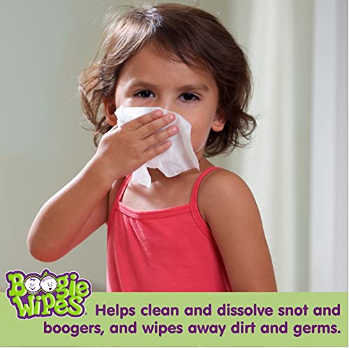 Hand, Face and Nose Wet Wipes for Kids and Baby, Boogie Wipes Single Packs, Unscented, Wipes Away Dirt and Germs, Natural Saline Tissue with Aloe, Chamomile and Vitamin E, 1 Count, Pack of 30