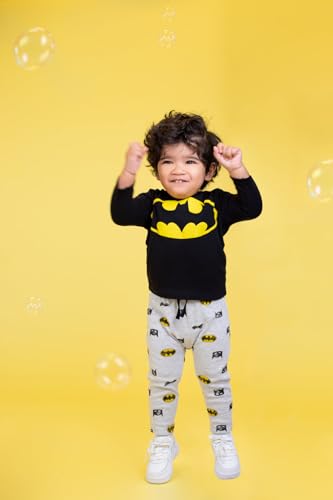 DC Comics Justice League Batman Newborn Baby Boys Bodysuit Pullover T-Shirt and Pants 4 Piece Layette Set Dark Multipack 6-9 Months