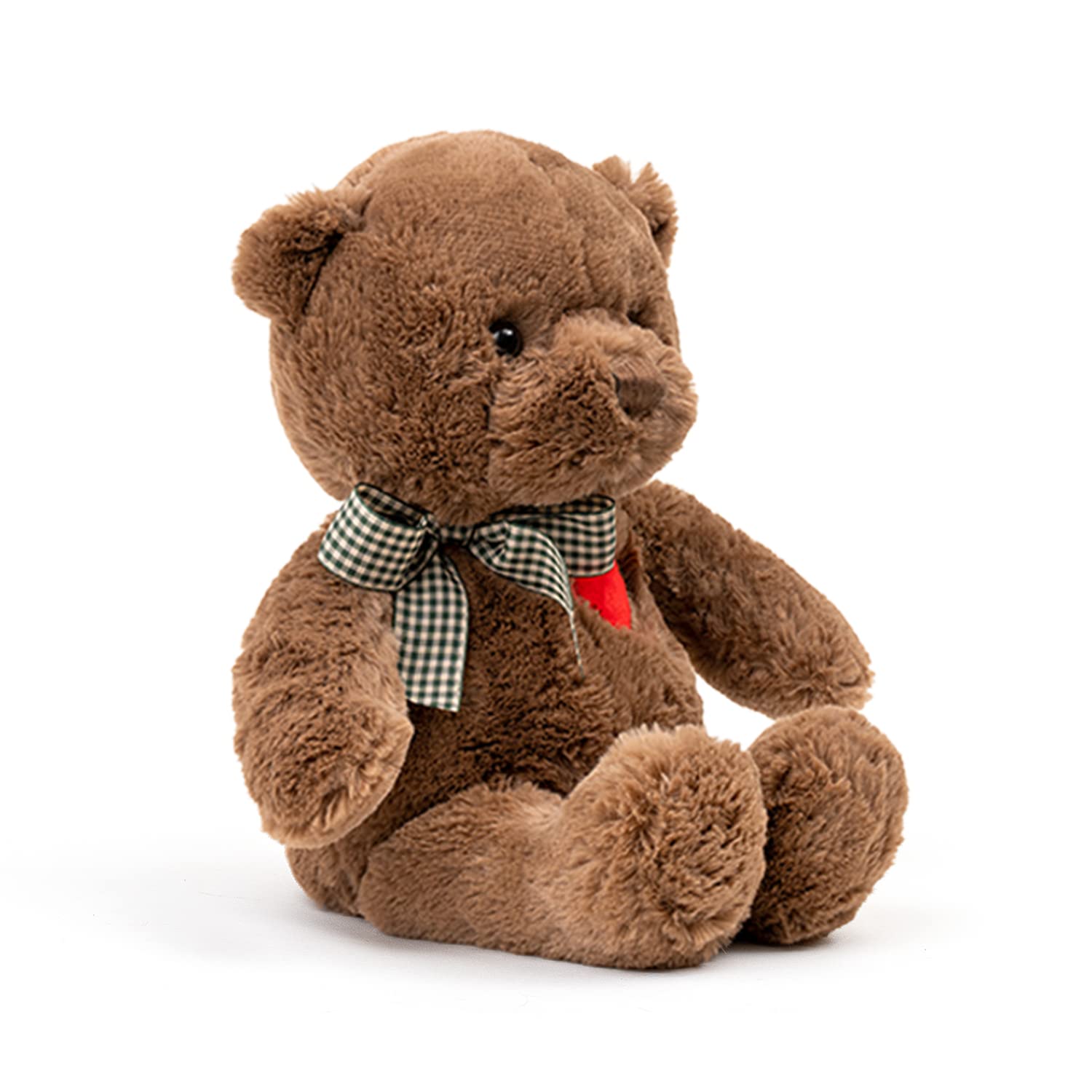 Adorlynetty 11.4β Small Teddy Bear with Heart Cute Brown Teddy Bear Stuffed Animals for Valentines Day Soft Bear Plushie Toy Stuffed Bear Plush Gifts for Girlfriend Kid