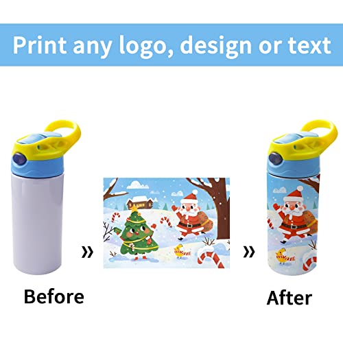 4pcs 12oz Sublimation Blanks Sippy Cup,Sublimation tumblers for Kids,Stainless Steel Insulated Toddler Water Bottle with Leak-Proof Straw Lid and Handle(Four Colors)