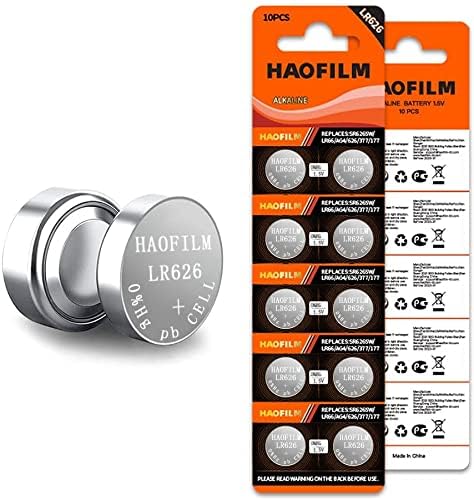 HAOFILM LR626 SR626SW 377 376 LR626 AG4 Premium Alkaline Battery,1.5V Round Button Coin Cell Batteries (10 Pack)