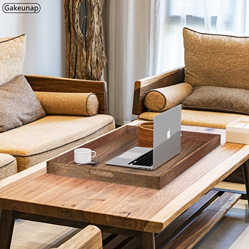28x18'' Large Ottoman Tray,Walnut Wood Decorative Serving Tray with Handles for Breakfast,Dinner, Appetizers, Patio, Ottoman, Coffee Table, BBQ, Party β4 Coasters and 5 Greaseproof Papers for Free