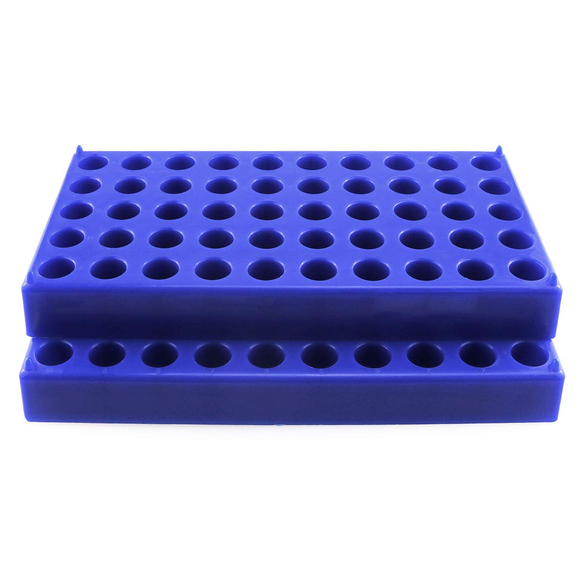 E-outstanding Vial Rack 2PCS 190x100x25mm Blue Stackable Tube Rack Centrifuge Tubes Rack for 12mm 1.5ML/2mL 50 Standard Vials